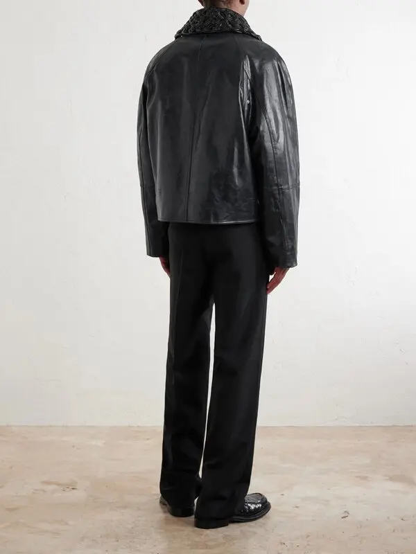 Bottega Veneta Intrecciato-trimmed Leather Jacket