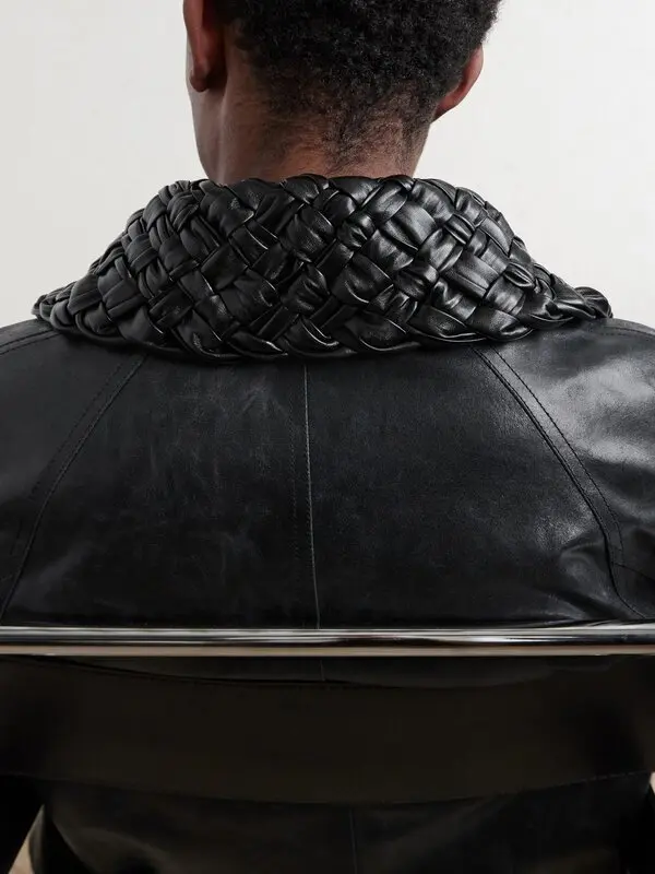 Bottega Veneta Intrecciato-trimmed Leather Jacket