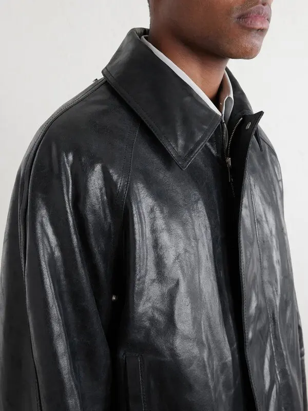 Bottega Veneta Intrecciato-trimmed Leather Jacket