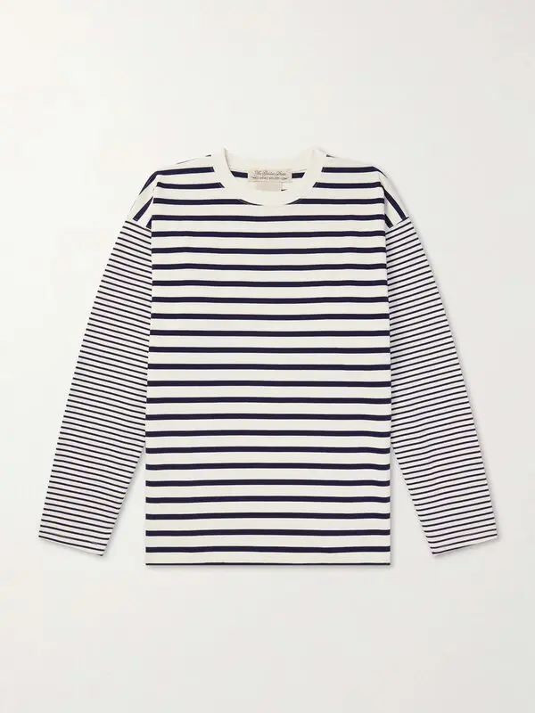 REMI RELIEF Striped Cotton-jersey T-shirt - Blue