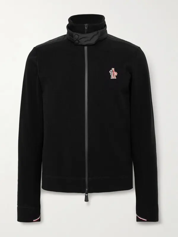 Moncler Logo-appliquéd Shell-trimmed Fleece Jacket