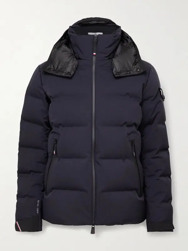 Moncler Montgetech Logo-appliquéd Quilted Stretch-nylon Hooded Down Ski Jacket - Blue