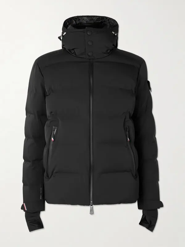 Moncler Montgetech Logo-appliquéd Quilted Stretch-nylon Hooded Down Ski Jacket - Black