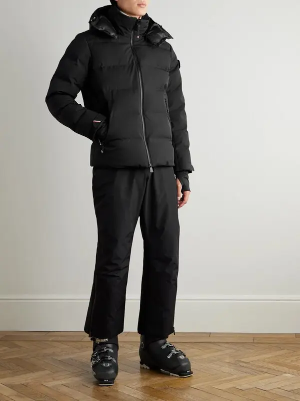 Moncler Montgetech Logo-appliquéd Quilted Stretch-nylon Hooded Down Ski Jacket - Black