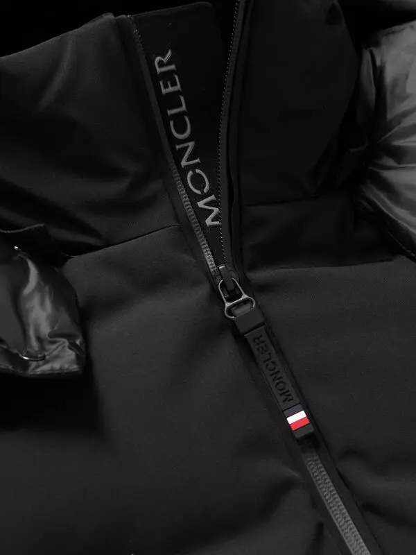 Moncler Montgetech Logo-appliquéd Quilted Stretch-nylon Hooded Down Ski Jacket - Black