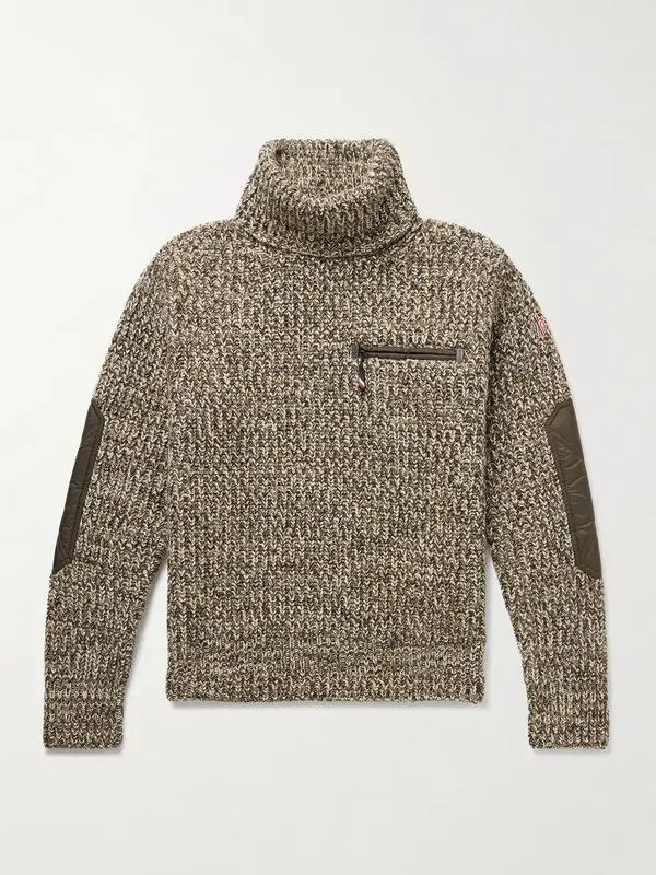 Moncler Shell-trimmed Virgin Wool Rollneck Sweater
