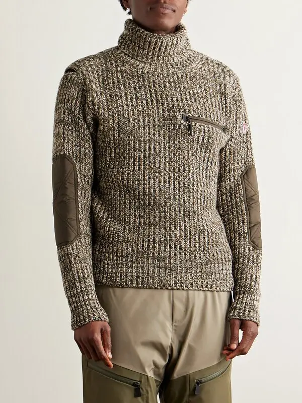 Moncler Shell-trimmed Virgin Wool Rollneck Sweater