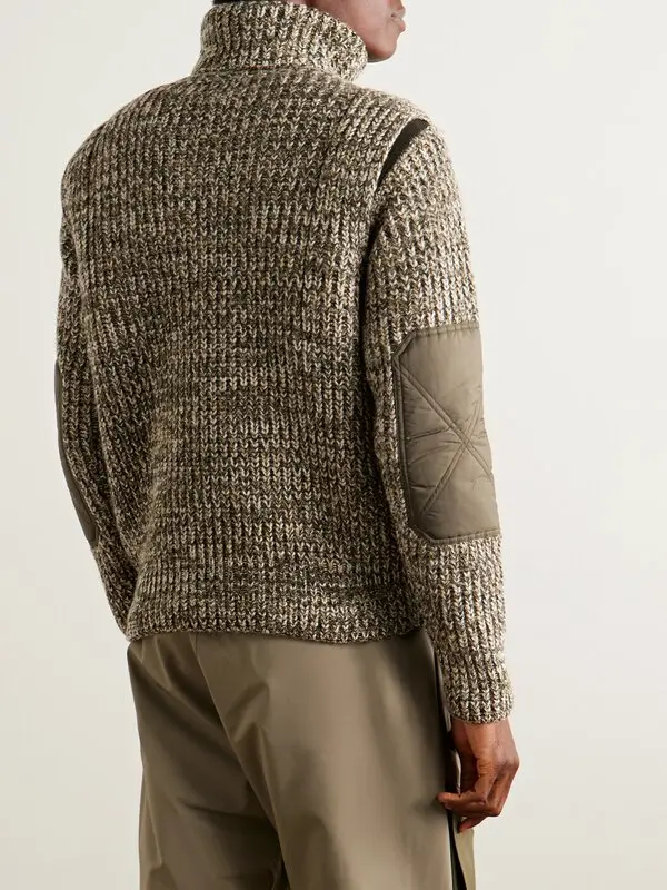 Moncler Shell-trimmed Virgin Wool Rollneck Sweater