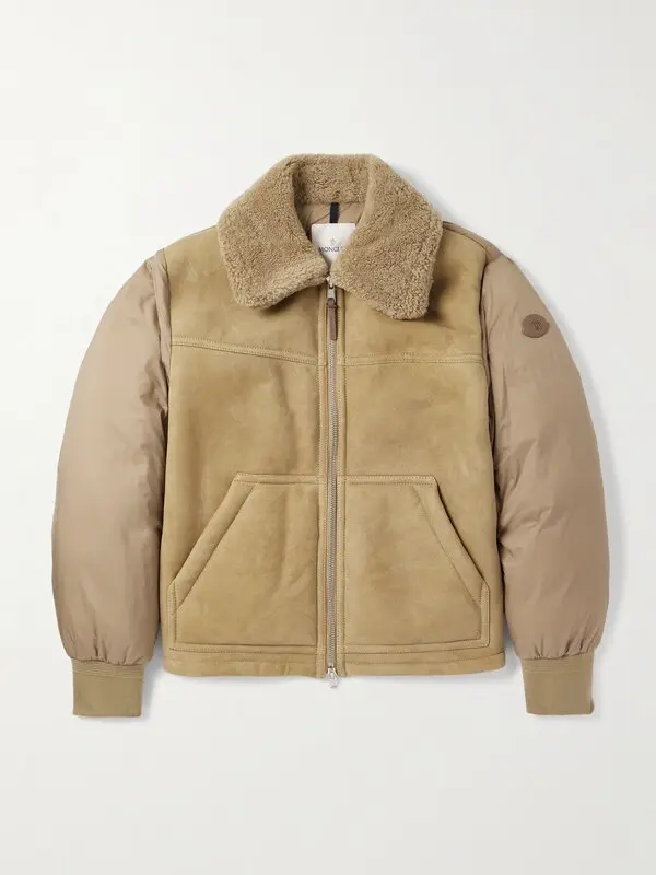 Moncler Tonnay Shearling-trimmed Suede Down Jacket