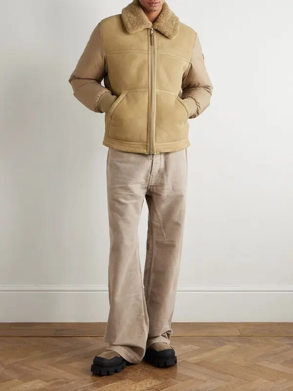 Moncler Tonnay Shearling-trimmed Suede Down Jacket