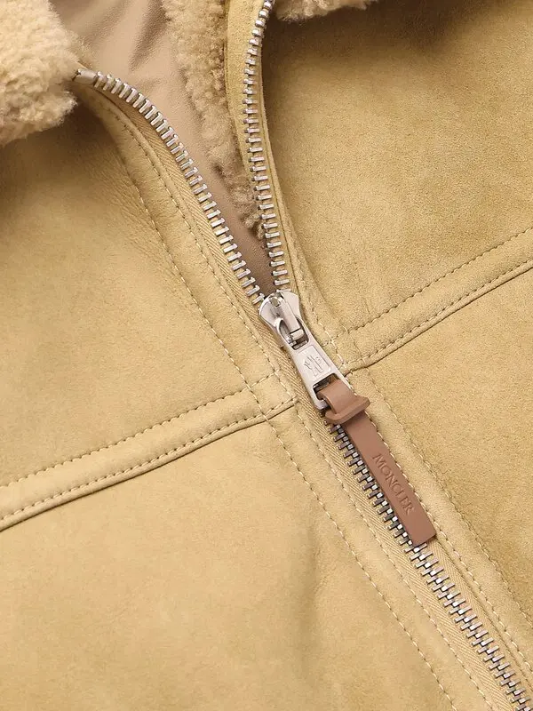 Moncler Tonnay Shearling-trimmed Suede Down Jacket