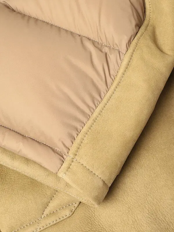 Moncler Tonnay Shearling-trimmed Suede Down Jacket