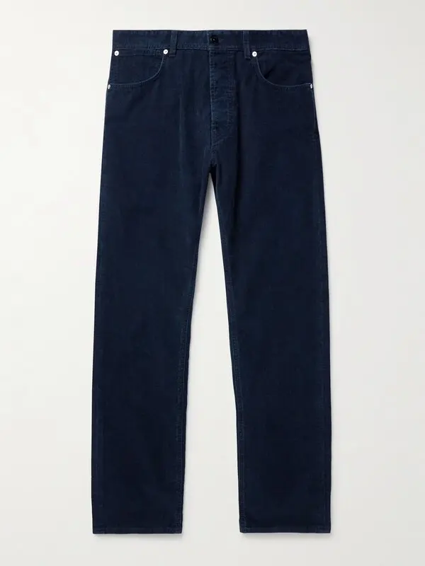 Stone Island Denim Research Straight-leg Cotton-blend Corduroy Trousers - Blue