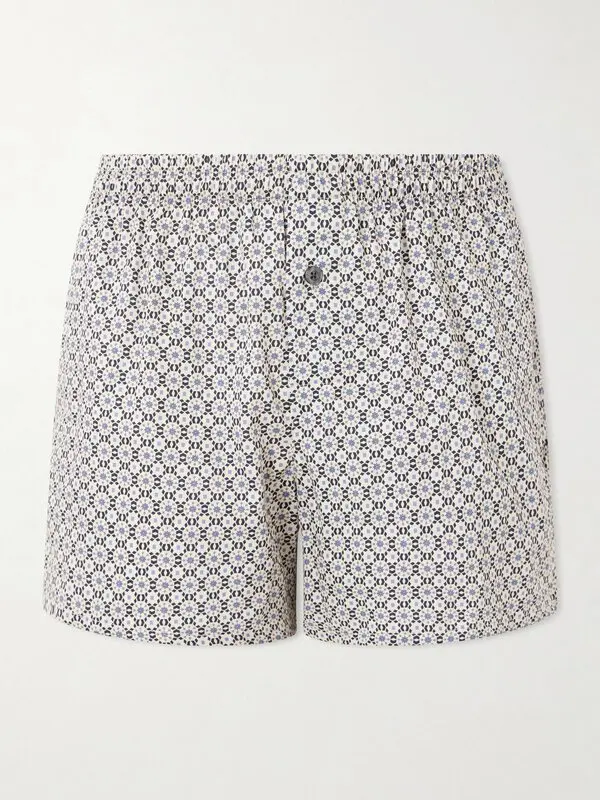 Zimmerli Printed Cotton-sateen Boxer Shorts - Gray