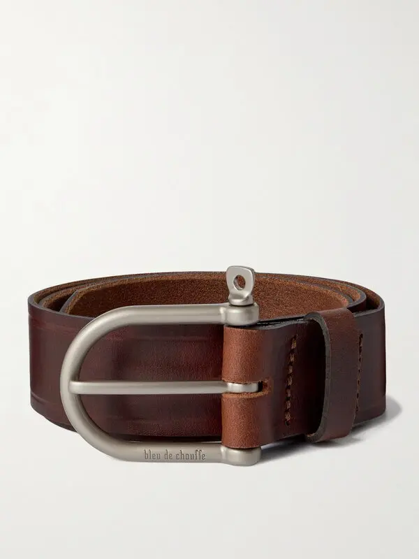 BLEU DE CHAUFFE 3.5cm Manille Leather Belt - Brown