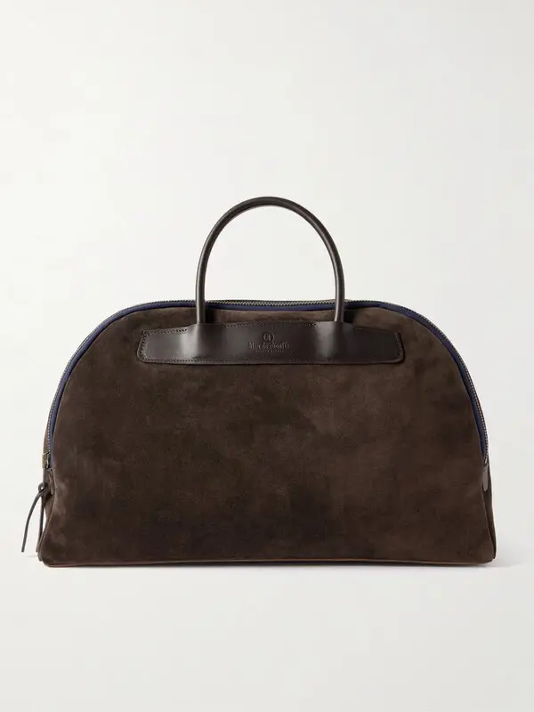 BLEU DE CHAUFFE Leather-trimmed Suede Weekend Bag - Brown