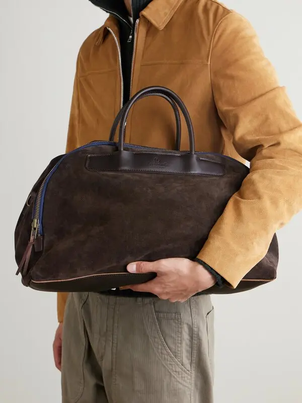 BLEU DE CHAUFFE Leather-trimmed Suede Weekend Bag