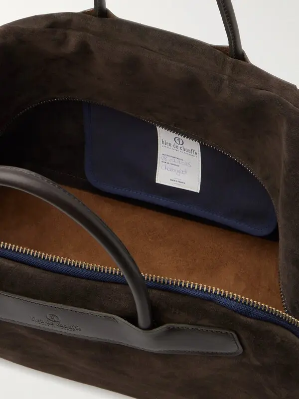 BLEU DE CHAUFFE Leather-trimmed Suede Weekend Bag