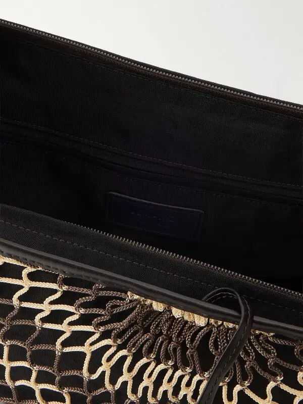LEMAIRE Filt Croissant Leather-trimmed Fishnet Messenger Bag
