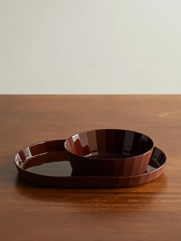 THE CONRAN SHOP Studio Word Fade Porcelain Serving Bowl And Platter Set - Brown