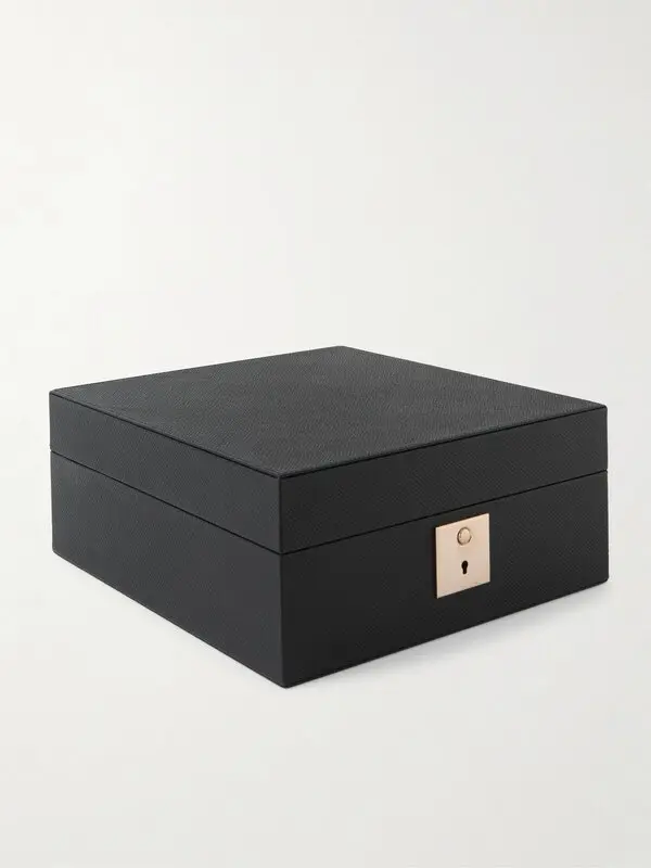 Smythson Mara Croc-effect Leather Six-piece Watch Box