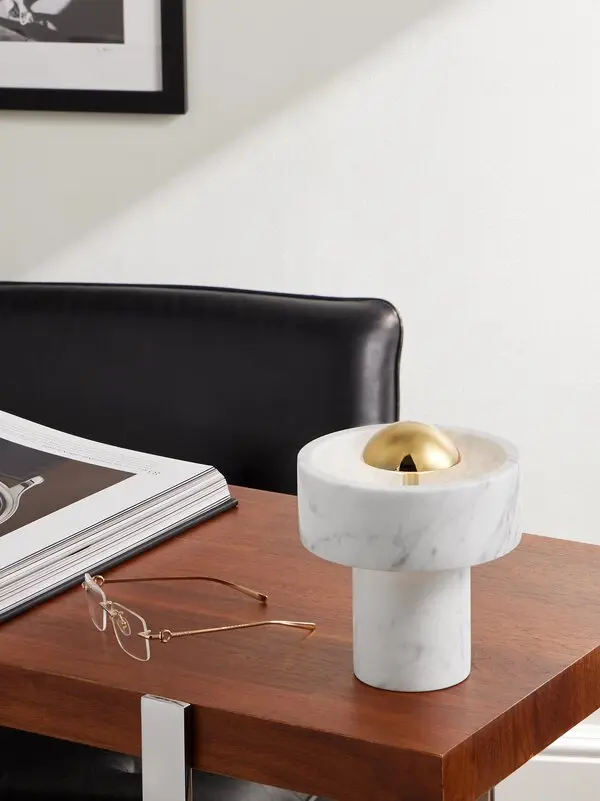 TOM DIXON Stone Portable Marble And Gold-tone Led Lamp