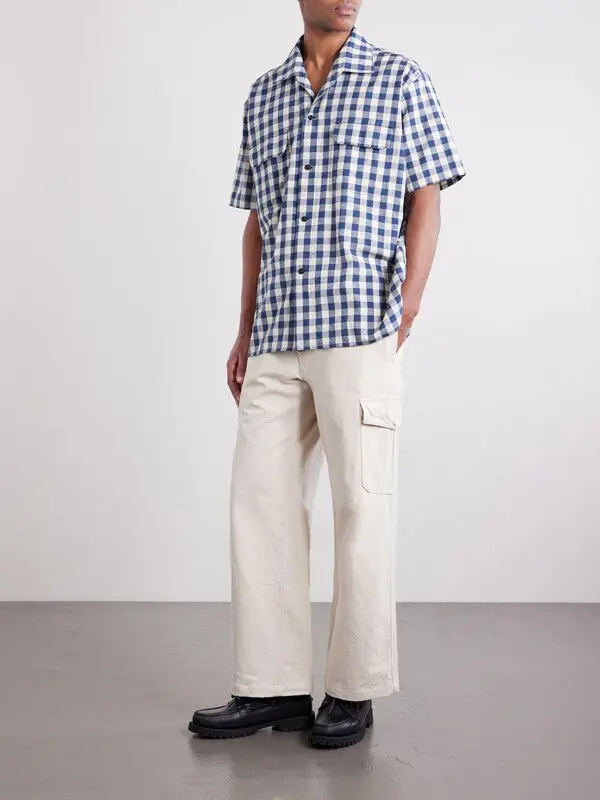 MONITALY Milano Gingham Cotton And Linen-blend Shirt