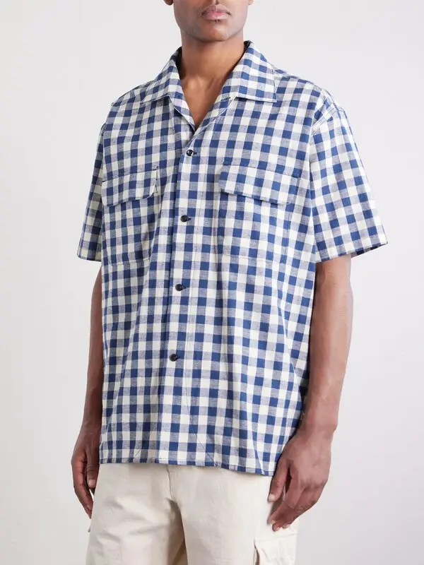 MONITALY Milano Gingham Cotton And Linen-blend Shirt