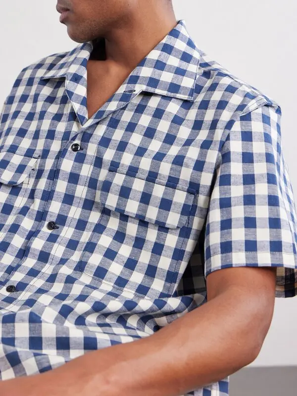 MONITALY Milano Gingham Cotton And Linen-blend Shirt