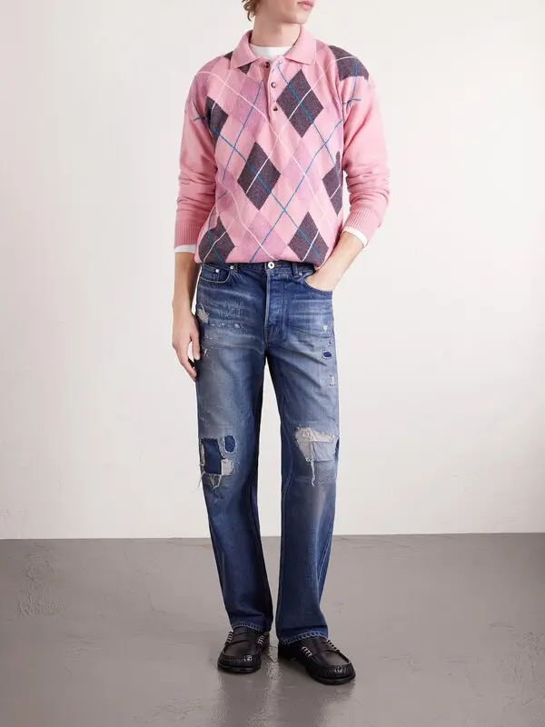 JW Anderson Straight-leg Distressed Patchwork Jeans