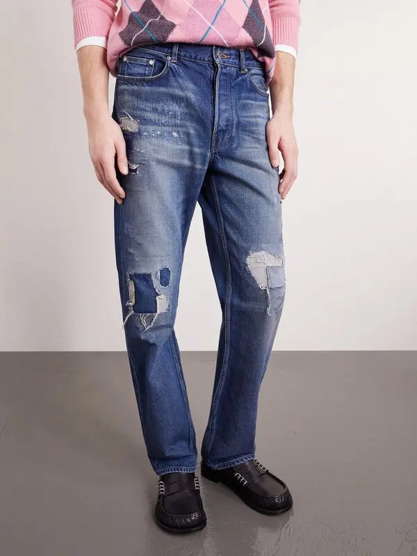 JW Anderson Straight-leg Distressed Patchwork Jeans