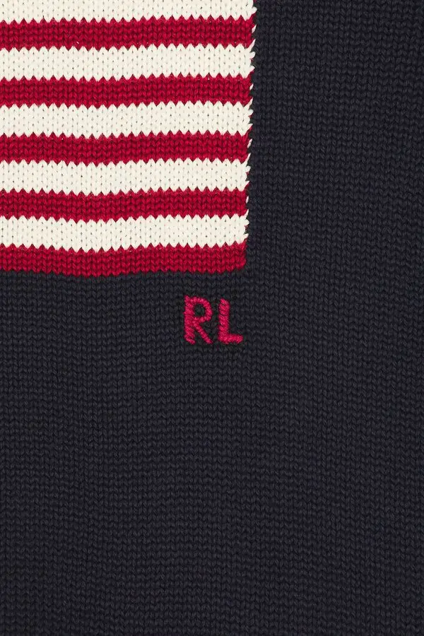 Polo Ralph Lauren Roving Cotton Usa Flag Crewneck Sweater - Hunter Navy