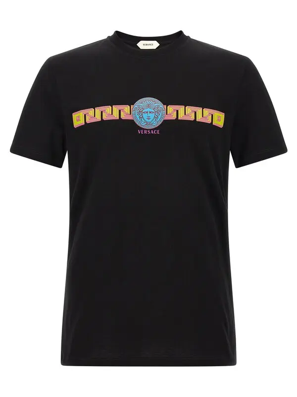 Versace Medusa' Print Cotton T-shirt - Black