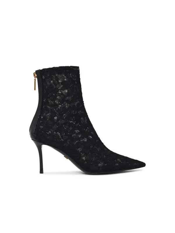 Dolce & Gabbana Lollo' Lace Ankle Boots - Black