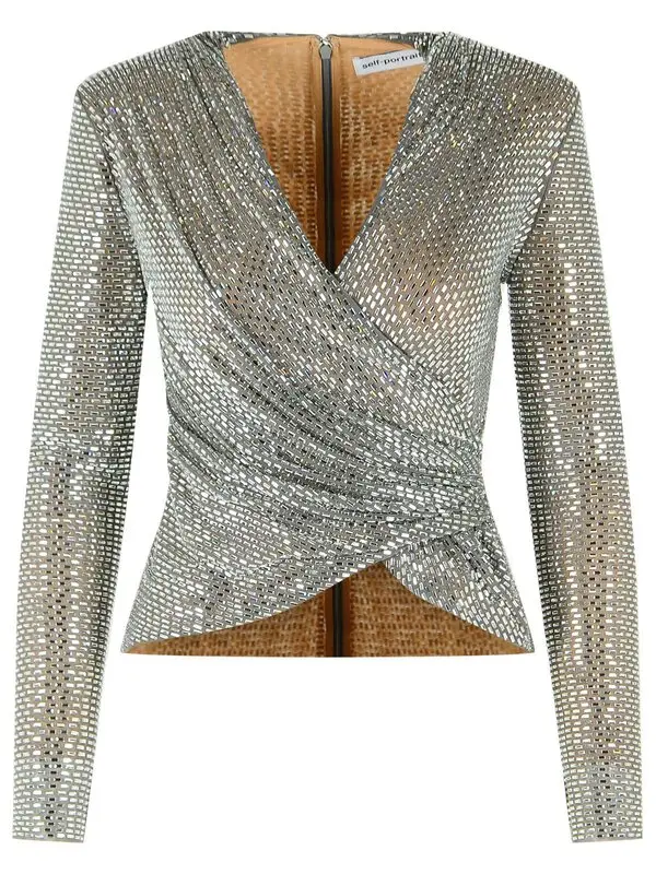 SELF-PORTRAIT Grey Polyester Top