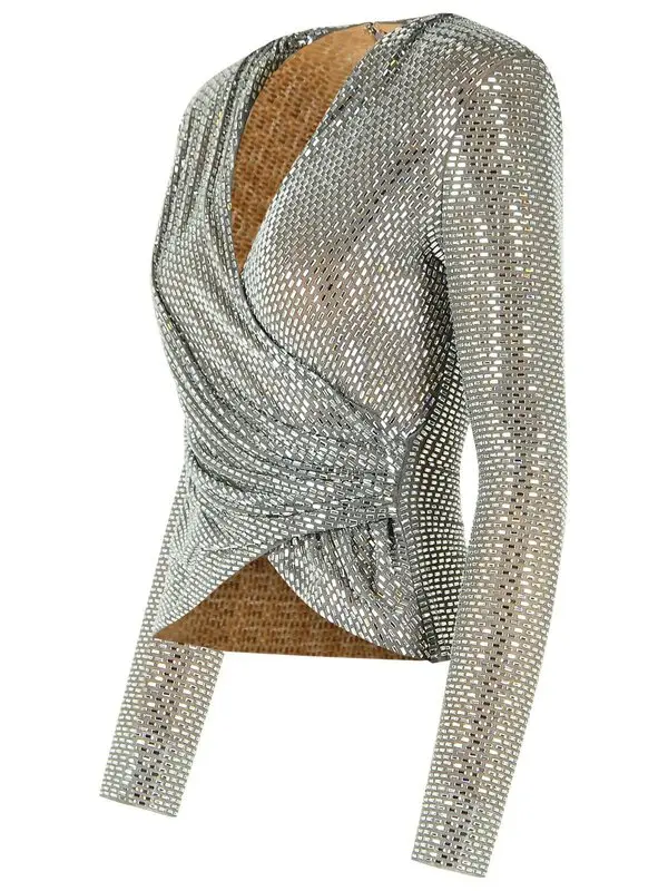 SELF-PORTRAIT Grey Polyester Top
