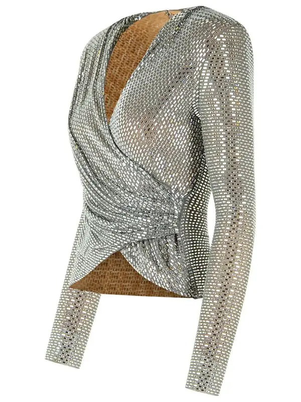 SELF-PORTRAIT Grey Polyester Top