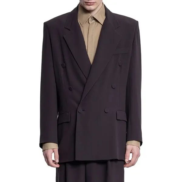 Saint Laurent Double-breasted Silk-crepe Blazer - Brown