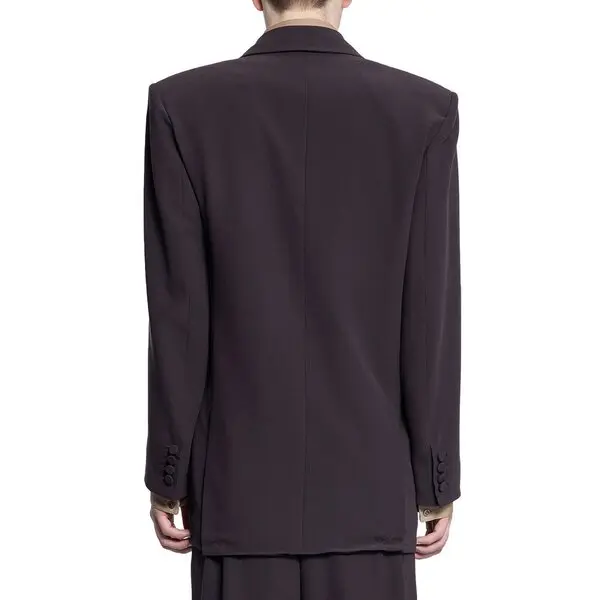 Saint Laurent Double-breasted Silk-crepe Blazer - Brown