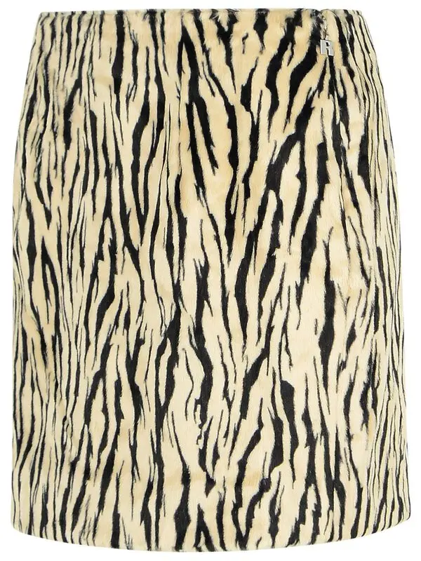 ROTATE BY BIRGER CHRISTENSEN Printed Faux Fur Skirt