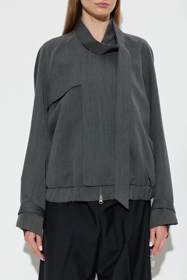 Victoria Beckham Wool Jacket With Decorative Scarf