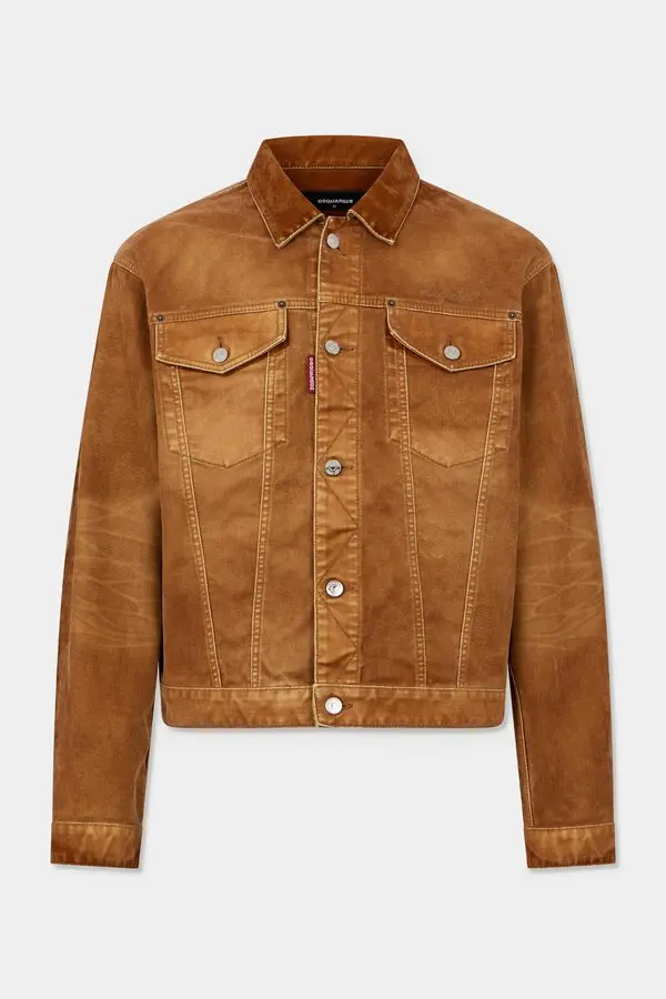 Dsquared2 Weathered Suede Oversized Jean Jacket