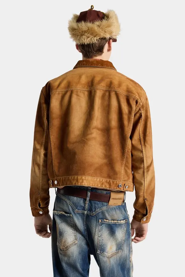 Dsquared2 Weathered Suede Oversized Jean Jacket