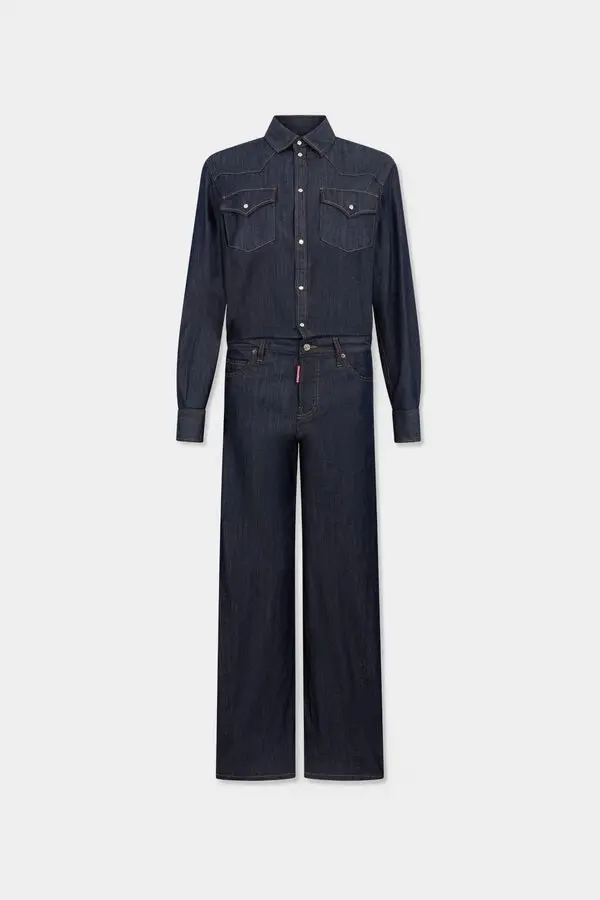 Dsquared2 Dark Shirting Rinse Jean Jumpsuit - Blue
