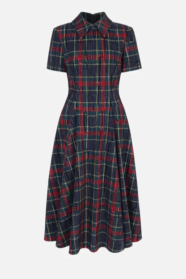 EMILIA WICKSTEAD Jody Dress In & Green Flocked Check