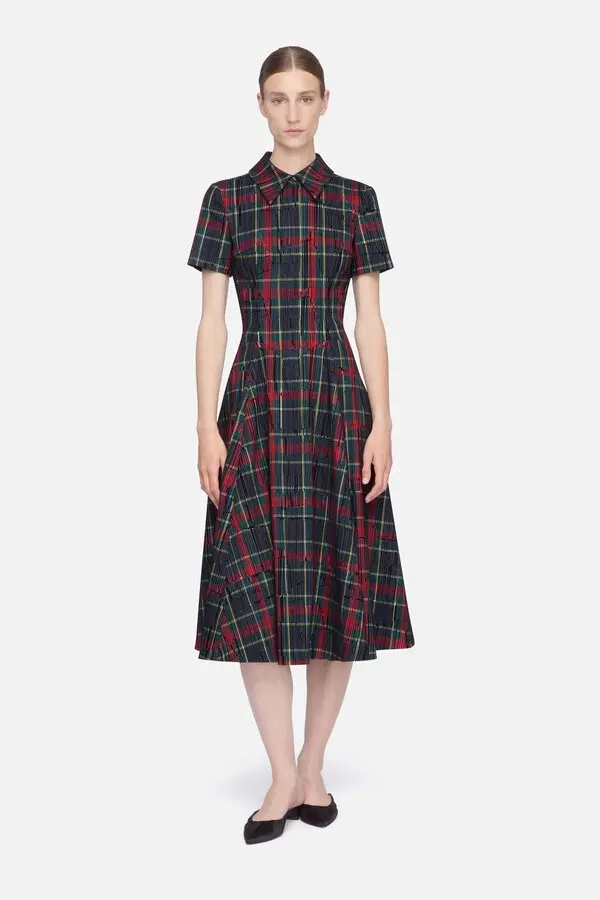 EMILIA WICKSTEAD Jody Dress In & Green Flocked Check