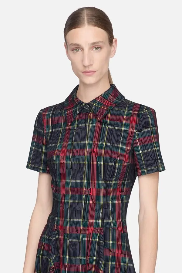 EMILIA WICKSTEAD Jody Dress In & Green Flocked Check