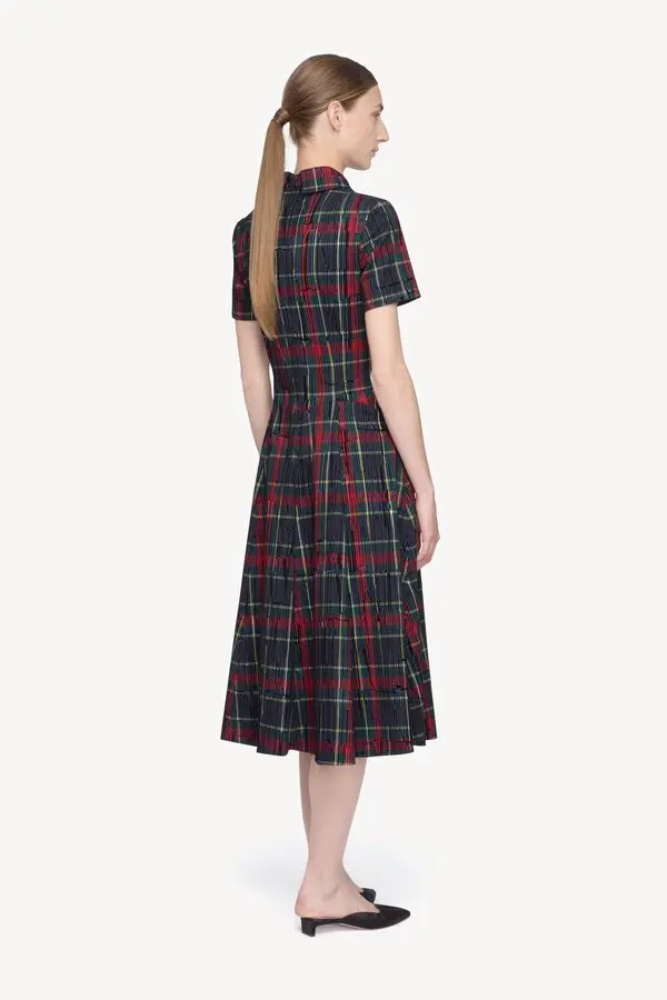 EMILIA WICKSTEAD Jody Dress In & Green Flocked Check