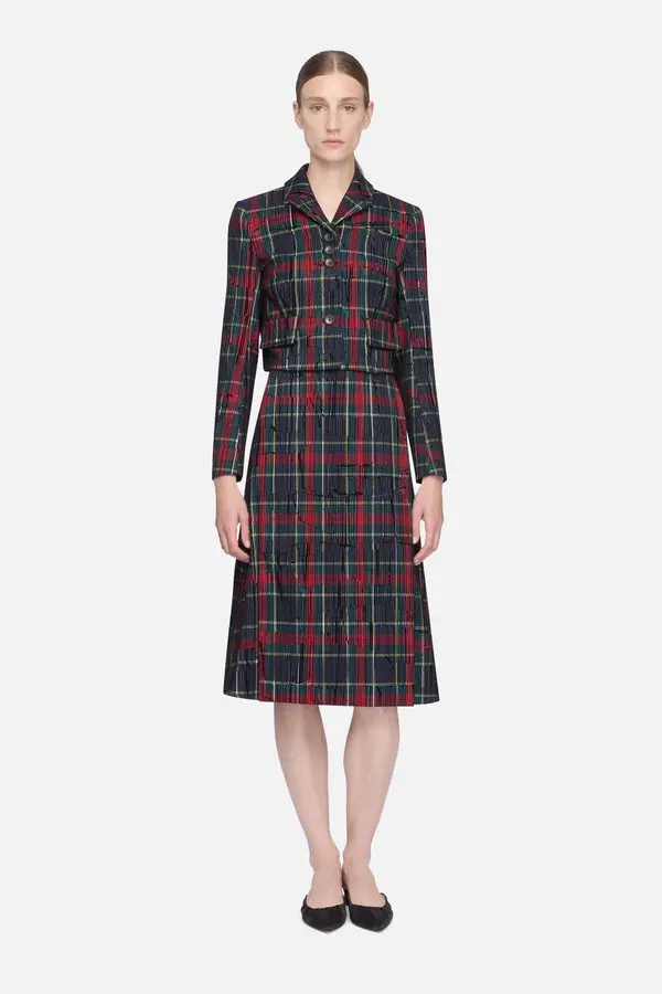 EMILIA WICKSTEAD Chapel Jacket In & Green Flocked Check