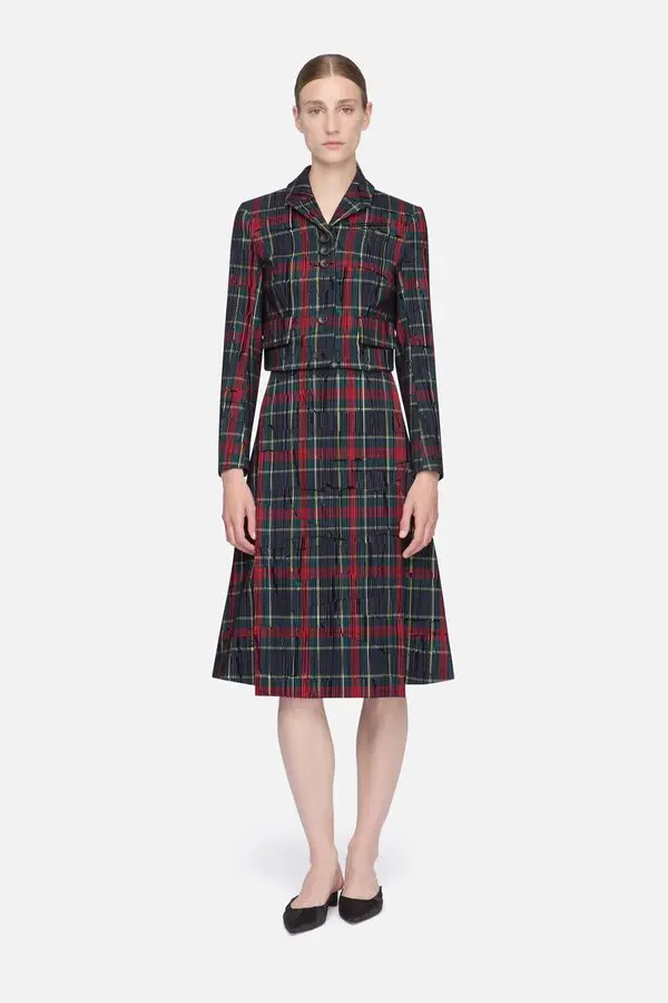 EMILIA WICKSTEAD Ifsa Skirt In & Green Flocked Check